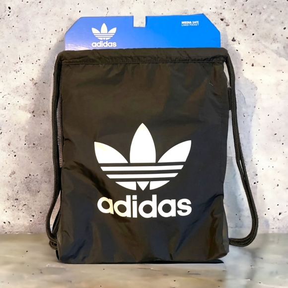 adidas | Bags | Adidas Originals Sackpack Backpack Blackwhite Trefoil ...